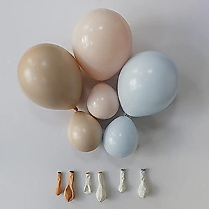 Double Stuffed Cream Peach Apricot Macaron Blue Balloons Garland Arch Kit-Small&Large Double Stuffed Balloons garland For Gender Reveal Party, Birthday Party, Baby Shower, Bridal Shower, Girls' Party