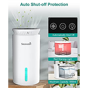 Dehumidifiers, Secmote Dehumidifiers for Home (560 Sq.ft), 63oz Ultra Quiet Portable Dehumidifier, Auto-off Small Dehumidifier with 7 Color Lights 2 Speed Modes for Basements Bedroom Closet Bathroom