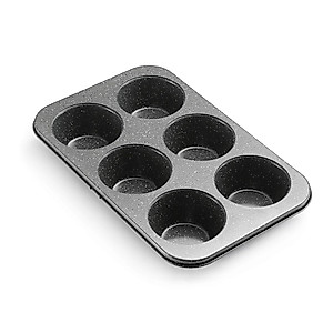 Monfish Jumbo Muffin Pan Extra Large Cupcake Tins 3.5x1.77 Cup Carbon Steel Non Stick Coating Black Granite Finish