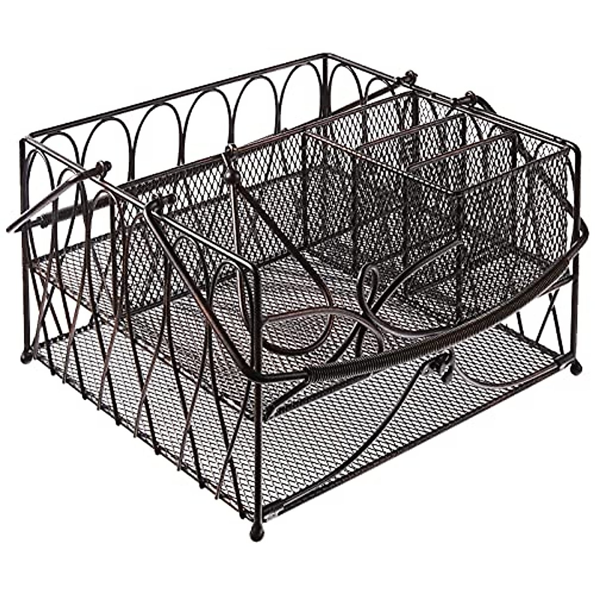 Gourmet Basics by Mikasa Loop Picnic Plate Napkin and Flatware Storage Caddy, Large, Antique Black