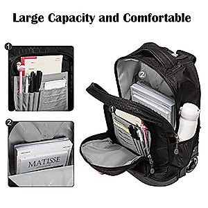 WEISHENGDA 18 inches Wheeled Rolling Backpack Small Suitcase Carry-on for Business Men Women College Books Laptop Travel Trolley Bag, Black