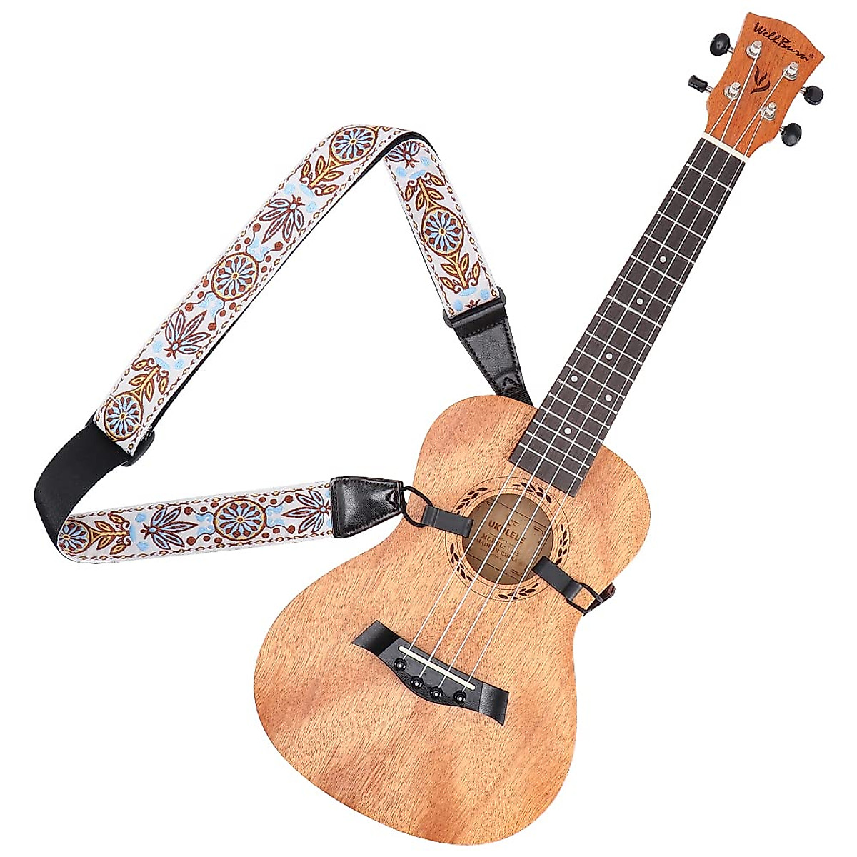 Ukulele Strap No Drill, IHOBOR Adjustable Double J Hook Uke Shoulder Strap, Premium Jacquard Dandelion Clip on Ukelele Strap, Easy to Use and Fit Most Standard Uke Sizes