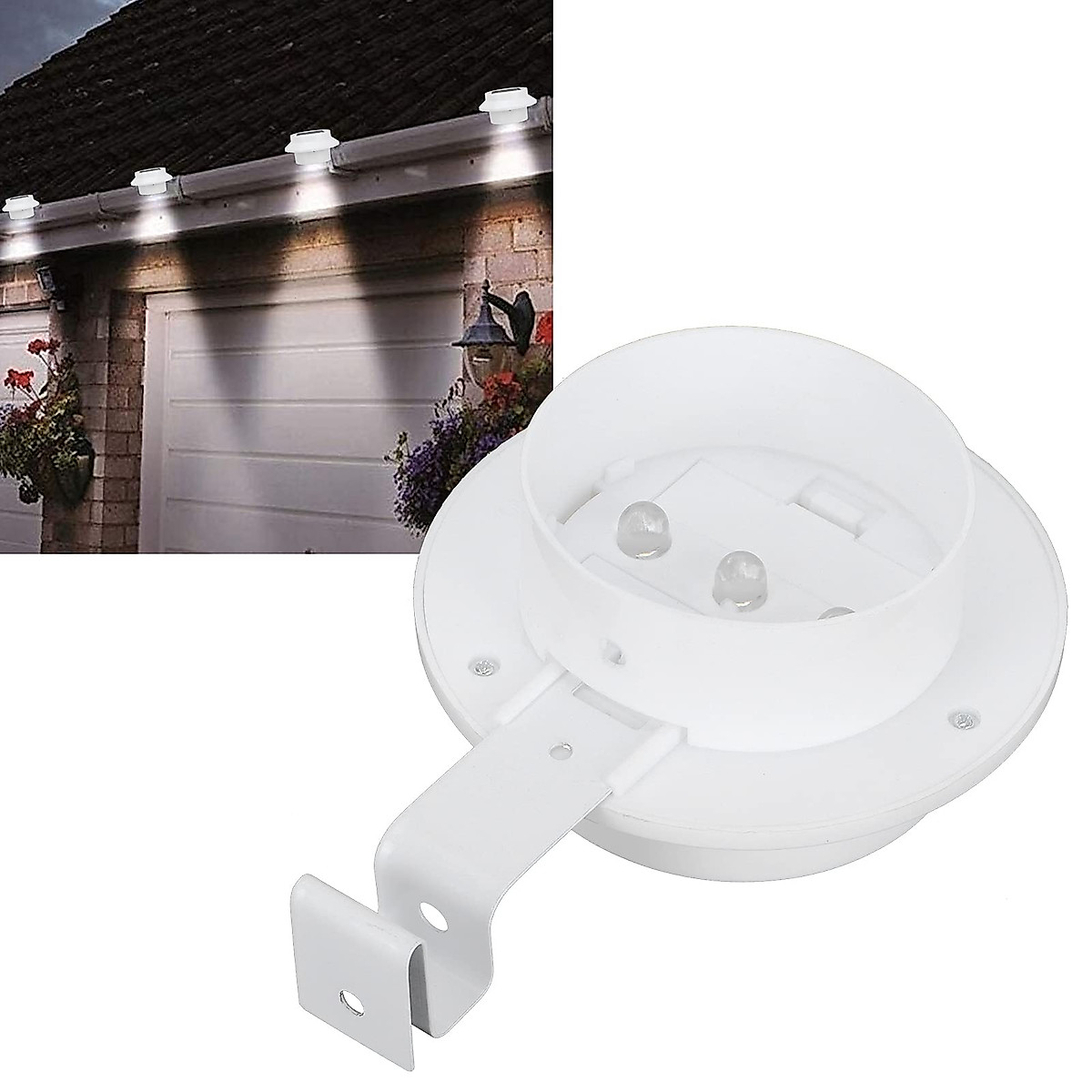 Fdit 3LED Solar Power Eaves Light White Solar Outdoor Wall-Mounted Lighting Lamp for Home Garden