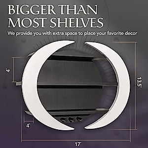 17” Double Crescent New Moon Crystal Shelf Display, Moon Wall Shelf, Wooden Moon Shelf, Large Moon Shelves, Crystal Display Shelf, Spiritual Altar Shelf for Healing Crystals, Moon Shelf for Stones