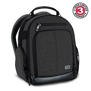 USA Gear Audio Equipment Backpack - Microphone Case for Wireless Microphones, Recording Microphones & Accessories Compatible with Shure, Sennheiser, Audio-Technica, Rode VideoMic and More (Black)