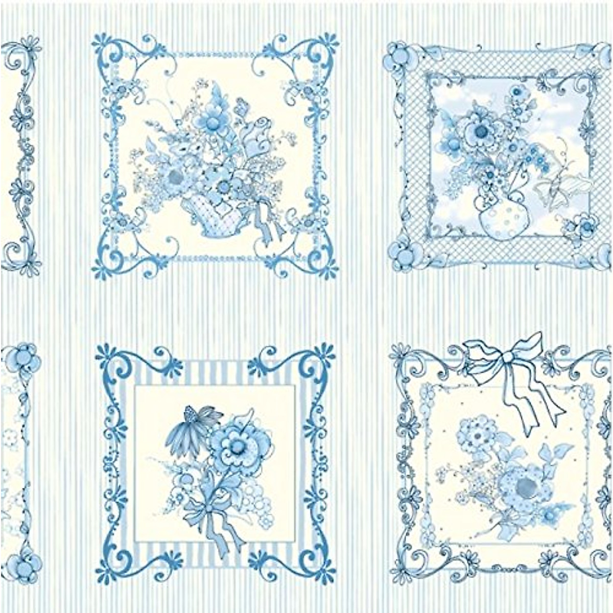 Quilting Treasures 'Flora Bleu' Panel Squares Single Border Cotton Fabric