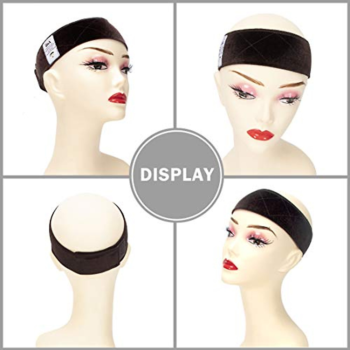 GEX Wig Grip Band Flexible Velvet Scarf Head Hair Band Wig Band with Adjustable Fastern (Dark Brown)