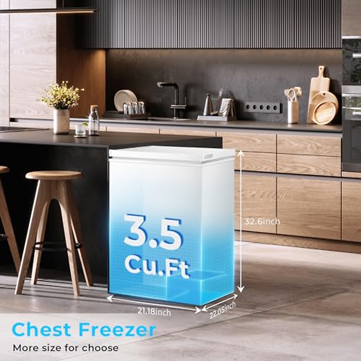 Electactic Chest Freezer 3.5 Cubic Feet Compact Freezer with 2 Removable Baskets, Free Standing Top open Door Deep Freezer, Adjustable Temperature for Home Dorm, Bar, Basement, Kitchen (White)