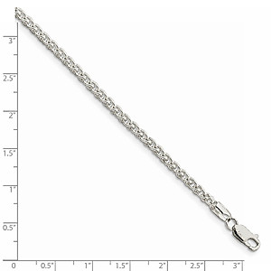 Solid 925 Sterling Silver 3mm Round Spiga Chain Necklace - with Secure Lobster Lock Clasp 20"