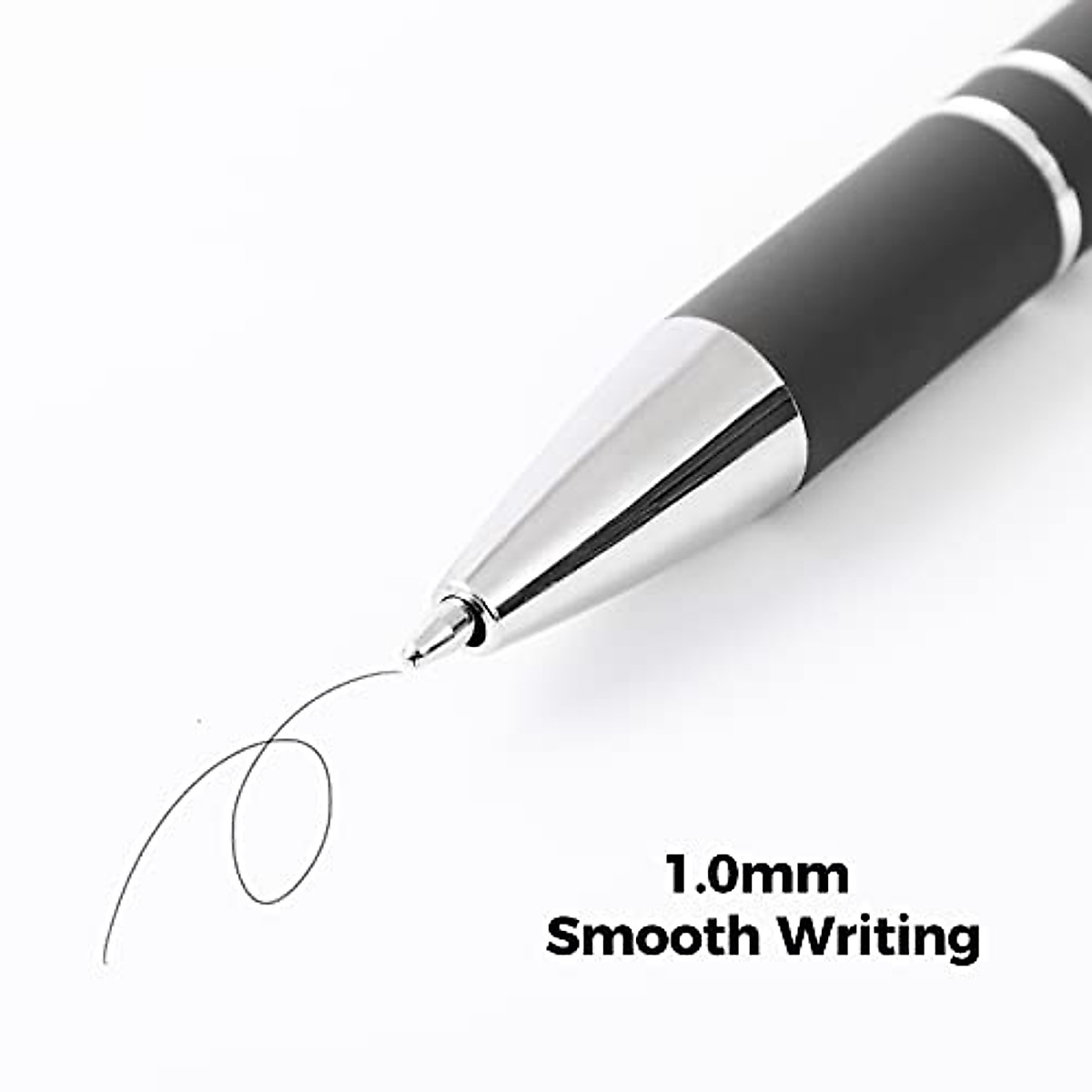 habibee Ballpoint Pen with Stylus Tip 12 Pack, 1.0 mm Black Ink Metal Pen, 2 in 1 Stylus Pen, Stylus Ballpoint Pen for Touch Screens (Mixed Color)