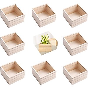 CALPALMY (8 Pack) 6" x 6" Unfinished Wooden Box Storage - Small Wooden Boxs for Crafts, Home Decor, and Wooden Centerpieces for Tables