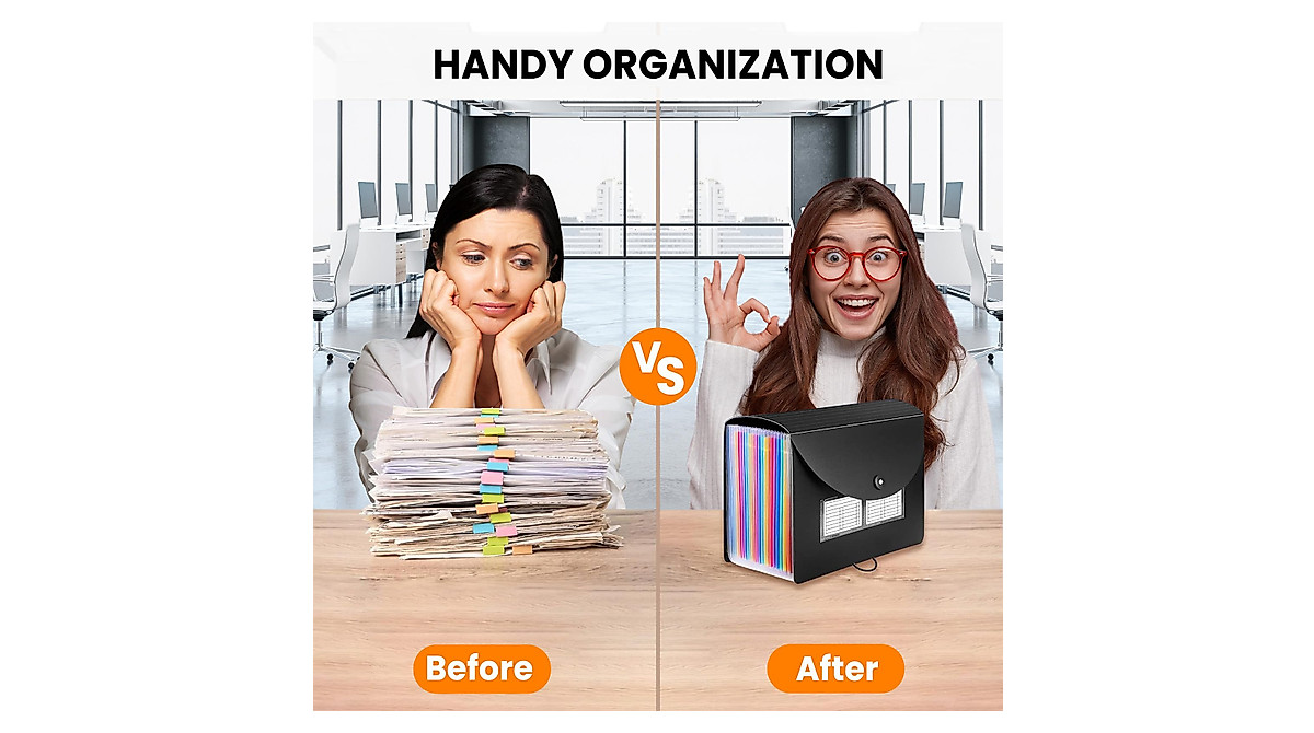 Sooez 24-Pocket Expanding File Folder for Easy Document Organization