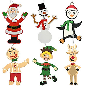 JOYIN 24 Pcs Christmas Crafts Kits Foam Character Art and Craft Set in 6 Different Designs Christmas Hanging Ornaments Holiday Decorations Party Favors Supplies