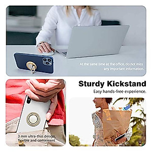 3 Pcs Cell Phone Ring Holder, Yiwanson Phone Ring Holder Finger Kickstand, 360 180 Degree Rotation, Mirror Ring Holder Bracket on Back of Phone, for All Smartphone (Gold/ Pink/ Black)