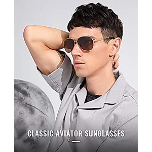 Cyxus Aviator Sunglasses for Men Sunglasses Polarized UV Protection Trendy Metal Pilot Glasses for Driving Hiking Travel