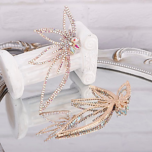 Denifery Huge Butterfly Studs Earrings for Women Big Wings Rhinestone Crystal Angel Bridal Jewelry for Wedding Gift (Colorful A)