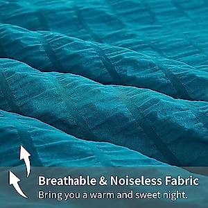 AveLom Teal Seersucker California King Comforter Set (104x96 inches), 3 Pieces-100% Soft Washed Microfiber Lightweight Comforter with 2 Pillowcases, All Season Down Alternative Bedding Set