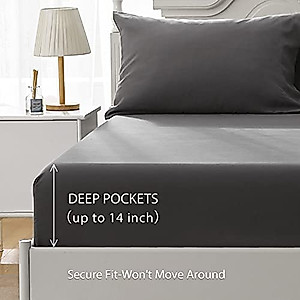 ILAVANDE Grey Queen Sheets Set 4 Piece,Hotel Luxury Super Soft 1800 Series Microfiber Queen Bed Sheets Set-Wrinkle Free & Breathable-14 Deep Pocket Sheets for Queen Size Bed(Queen,Grey)