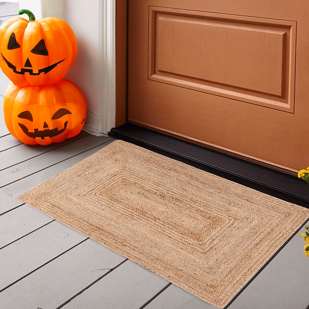 Raha Looms London Entryway Rug - 2x3 Rug, Natural Golden Jute Rug Entry Rugs for Inside House, Indoor Rugs for entryway, Earthy Boho Chic Entry Rug, 2 x 3 Rug, 2x3 Rug Non Slip