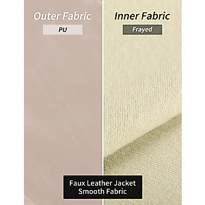 Gihuo Womens Faux Leather Jacket PU Shacket Button Down Biker Long Sleeve Lapel Blazer Coat Outwear with Pocket(01Apricot-L)