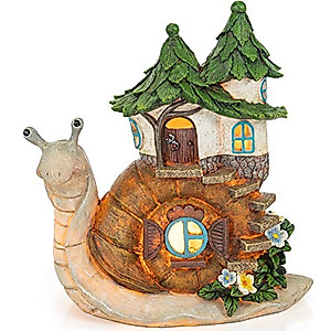 VP Home Charming Snail Cottage Solar Light for Home and Outdoor Decor, Snail Cottage Solar Powered Flickering LED Garden Light Cottage Backyard Halloween Decoration