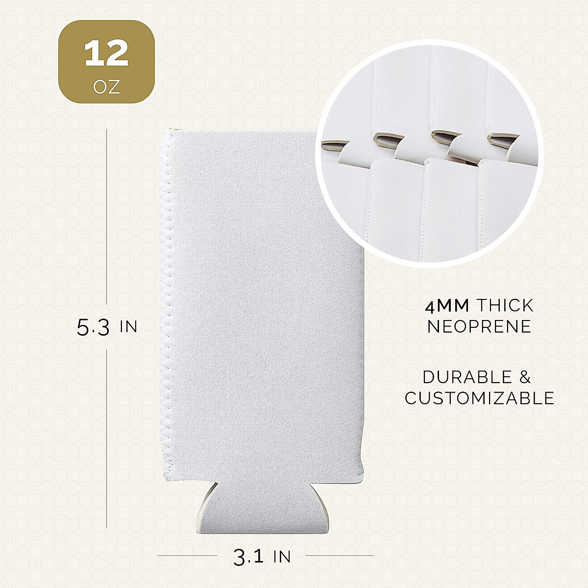 Blank Slim Can Cooler Sleeves, Foldable Slim Can Insulator Made of Neoprene, Slim Beverage Cooler for Beer & Soda, Skinny Sublimation Can Cooler 12oz , Set of 12, White - Your Dream Party Shop