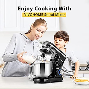 VIVOHOME Stand Mixer, 660W 10 Speed 6 Quart Tilt-Head Kitchen Electric Food Mixer with Beater, Dough Hook, Wire Whip and Egg Separator, Black