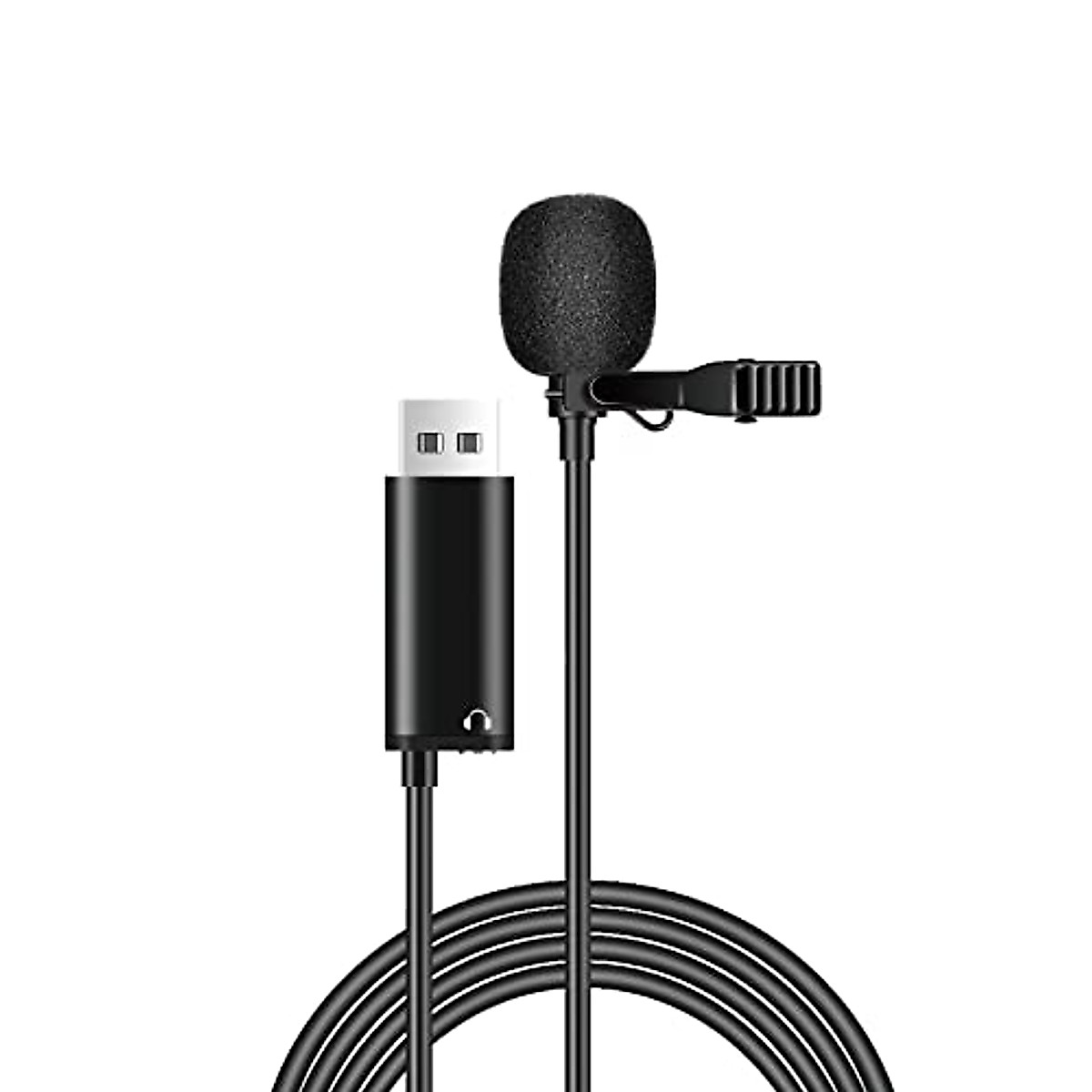 USB Lavalier Microphone, 6.6FT Onidirectional Condenser Lapel Mic with Headphones Jack for Audio Video Recording, YouTube, Interview, Tiktok, PC, Computer, Mac, Gaming, Podcasting, Live Streaming