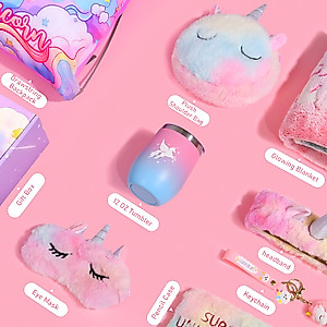 Healemo Unicorns Birthday Gift for Girl - Birthday Gift Box for 4-6 5 6-8 Year Old Toddler Girl, Unicorns Gift Toys Age 6-8 Basket, Unique Ideas Gift for Daughter, Unicorns Blanket (Pink)