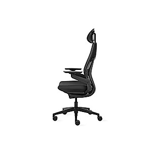 Steelcase Gesture Office Chair with Head Rest - Ergonomic Work Chair with Wheels for Carpet - Comfortable Office Chair - Intuitive-to-Adjust Chairs for Desk - 360-Degree Arms - Licorice Fabric