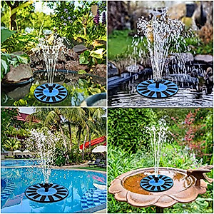 ZOLOCHEL Solar Fountain Upgraded 100% Glass Covered， Solar Powered Bird Bath Water Fountains with 8 Nozzles & 4 Fixers for Garden, Pond, Pool, Fish Tank Decoration