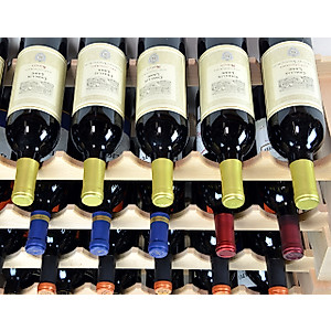 sfDisplay.com,LLC. Modular Wine Rack Beechwood 24-72 Bottle Capacity 6 Bottles Across up to 12 Rows Newest Improved Model (24 Bottles - 4 Rows)