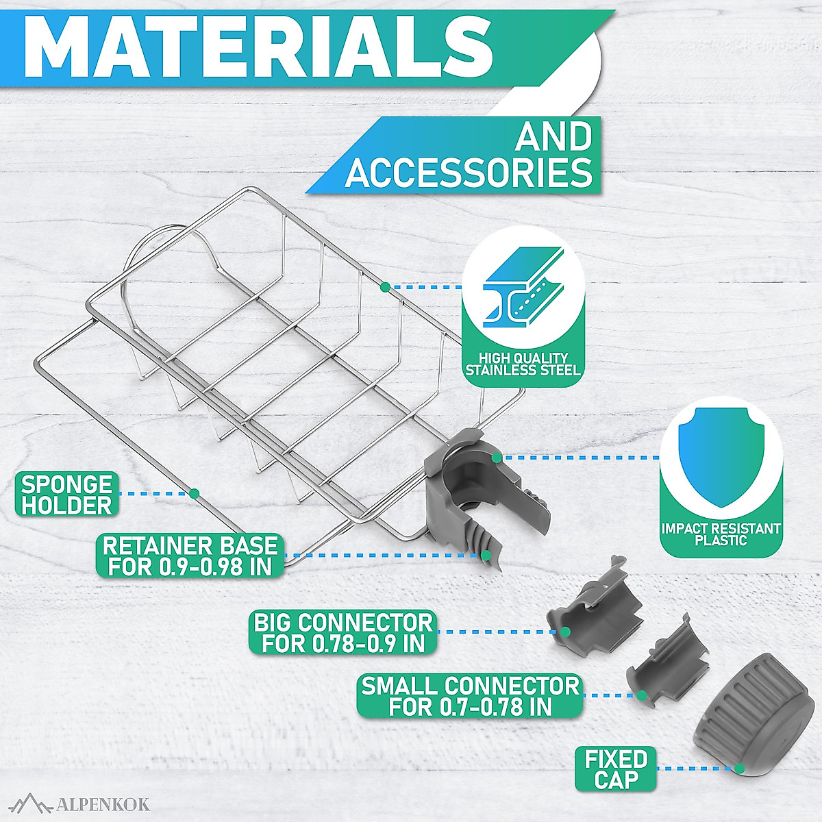 Faucet Rack for Kitchen Sink Sponge Caddy - Bathroom Sink Faucet Sponge Holder Soap Holder Kitchen Sink Organizer - Stainless Steel Sponge Holder for Kitchen Sink Suction Kitchen Storage Dish Rack