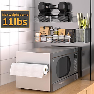 DTUQYX Magnetic Spice Rack for Refrigerator, 6 Pack Metal Magnetic Shelf Grey, Moveable Spice Organizer, Strong Magnetic Storage Fridge Organizer with Paper Towel Holder, Utensils Holder