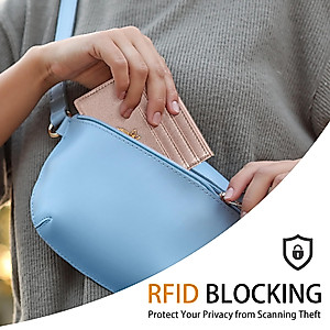 SEAVILIA Card Holder Keychain Wallet for Women with ID Window RFID Coin Purse Bee Gifts Slim Minimalist Small Wallet