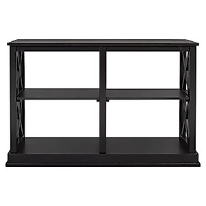 Lifeand 3-Tier Open Storage Spaces and “X” Legs, Narrow Sofa Entry Living Room Console Table, Black