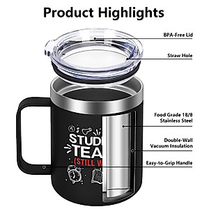 GINGPROUS Funny Teacher Appreciation Gifts, Student Tears Insulated Coffee Mug, Teachers Day Gifts Thank You Gifts for Teacher from Students Birthday Christmas Gifts, 12oz Insulated Travel Mug, Black