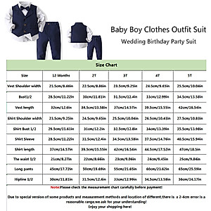Kimocat Baby Boys Gentleman Bowtie Formal Outfit Suits Tuxedo Vest Wedding Party Suit Navy Blue