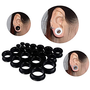 Stuppendux 2g-1" 10Pairs Black Plugs Kit Ear Skins Gauges Hard Ear Expander Tunnels Stretching Set 6-25MM