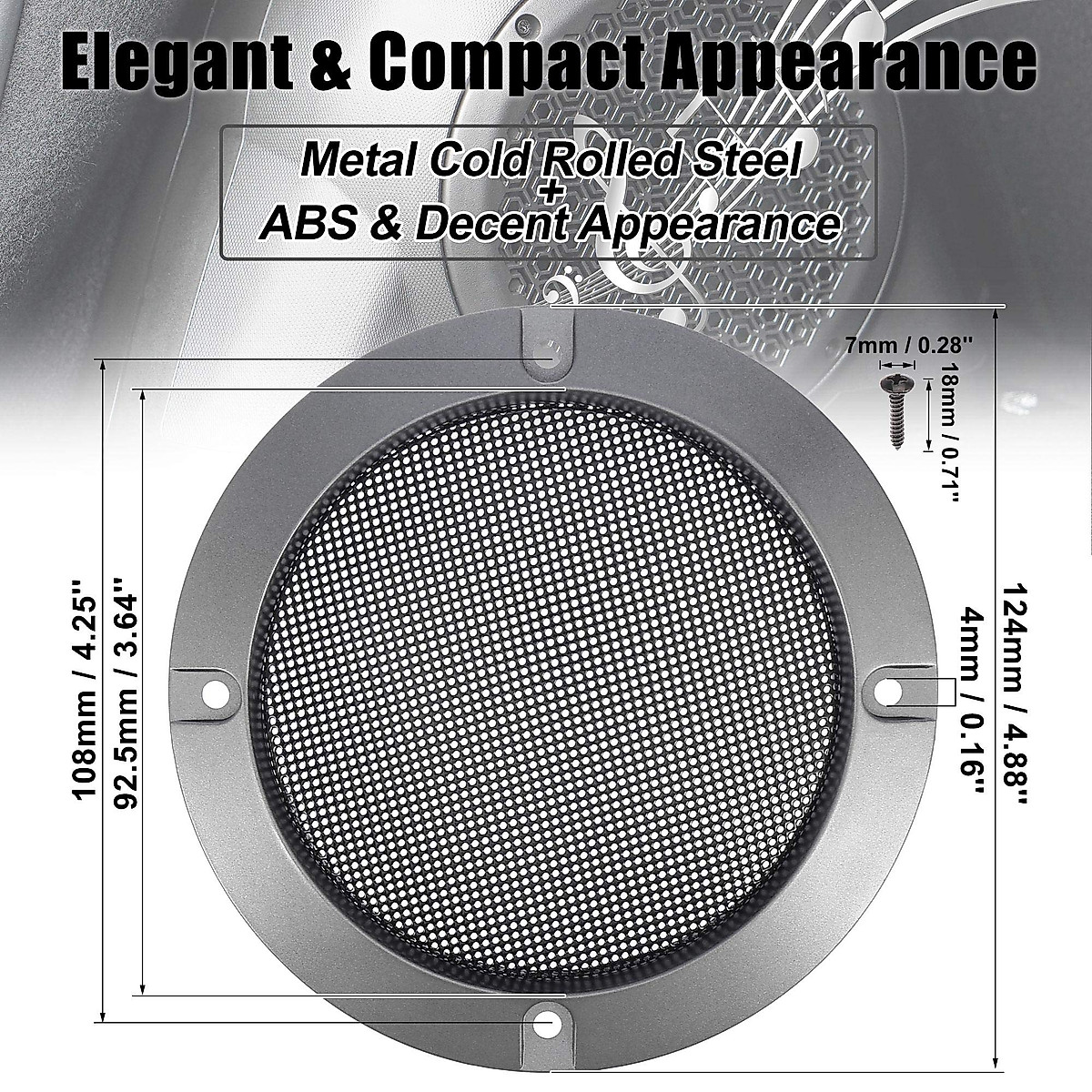 X AUTOHAUX 2pcs 3" Titanium Tone Audio Speaker Cover Mesh Subwoofer Grill Horn Glossy Guard Protector