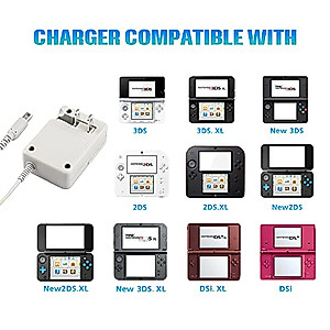 2DS Charger Kit, AC Power Adapter Charger and Stylus Pen for Nintendo 2DS, Wall Travel Charger Power Cord Charging Cable (100-240 v)
