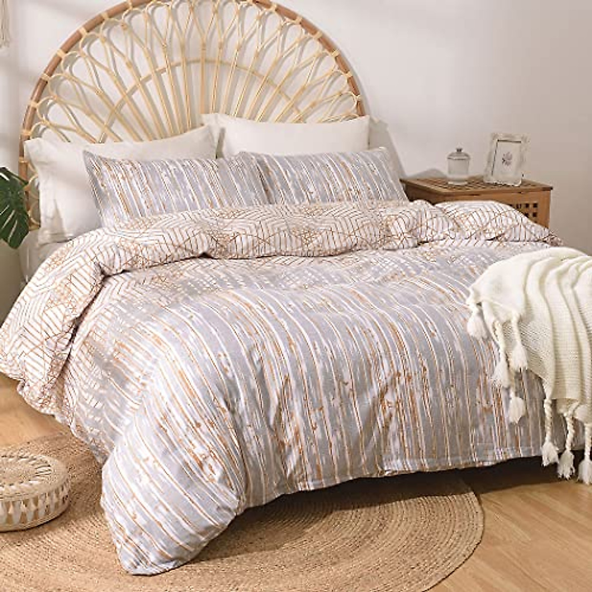 Lekesky Grey Duvet Cover Queen Size, Comforter Covers Queen 3pc Ultra Soft 100% Washed Microfiber Breathable Bedding Duvet Cover Set with Zipper Ties (1 Comforter Cover 90x90 +2 Pillow Cases)