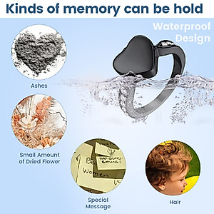 KeyStyle Heart Cremation Urn Rings For Women, Stainless Steel Heart Memorial Ring Size 8