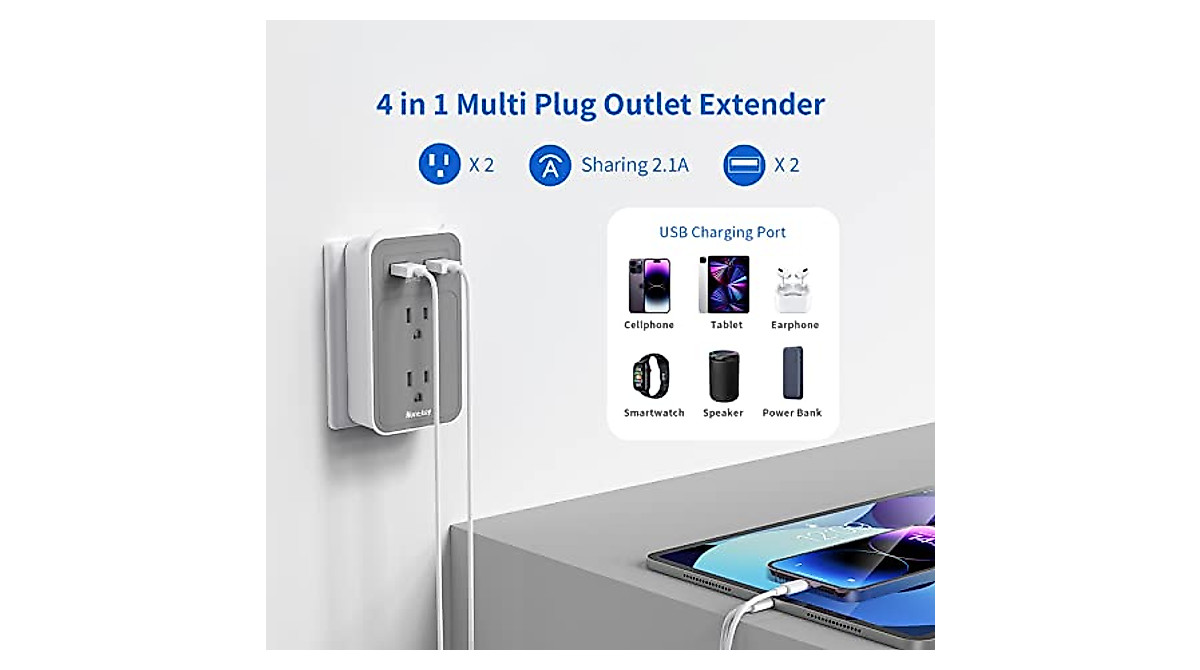 Huntkey Multi Plug Outlet Extender with USB Ports