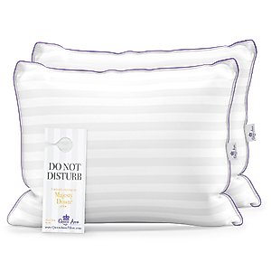 Queen Anne Luxury Hotel Pillows - Two Pack (2) - Majesty Down - Synthetic Down Alternative - Allergy Free Hypoallergenic Bed Pillows - Made in USA (Queen Firm)