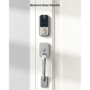 Front Door Handle Sets Single Cylinder, Entry Door Handle with Reversible Lever for Left/Right Handed, Inactive Door Front Door Hardware, Interior/Exterior Entrance Passage Door Handle-Satin Nickel