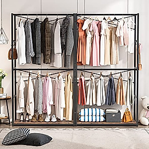 Tribesigns Freestanding Closet Organizer Storage, 78 inches Heavy Duty Garment Rack with Double Rods, Industrial Clothes Clothing Rack for Hanging Clothes, Closet, Laundry Room, Capacity 300 lbs