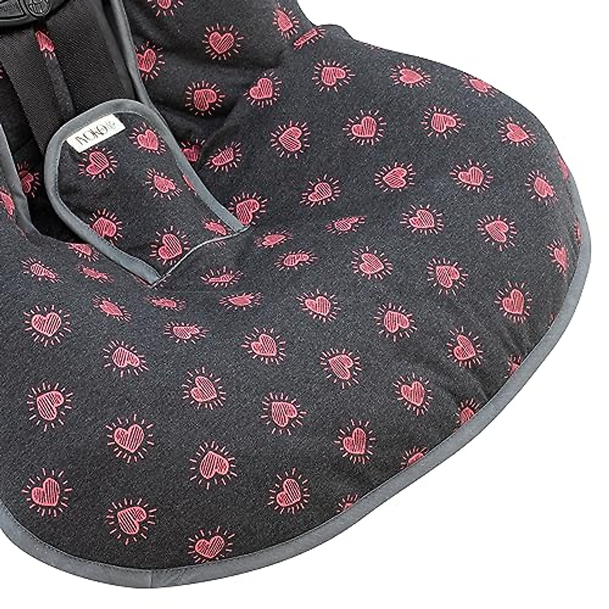 JYOKO Kids Universal Padded Cover Liner for Baby car seat Gr 0/100% Cotton Made (Compatible with Maxi COSI, Chicco, Mico, Evenflo, Mesa, Britax and More) (Fluor Heart)