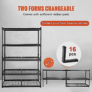 VEVOR Storage Shelving Unit, 5-Tier Adjustable Storage Shelves, 48" L x 24" W x 72" H Heavy Duty Garage Storage Shelves, Metal Shelves for Kitchen Pantry Basement Bathroom Laundry