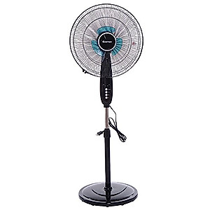 COSTWAY Pedestal Fan, 3-Speed Digital Control- Adjustable Height- Oscillating Standing Fan w/Timer- LCD Display- Double Blades- Remote Control, 18-Inch